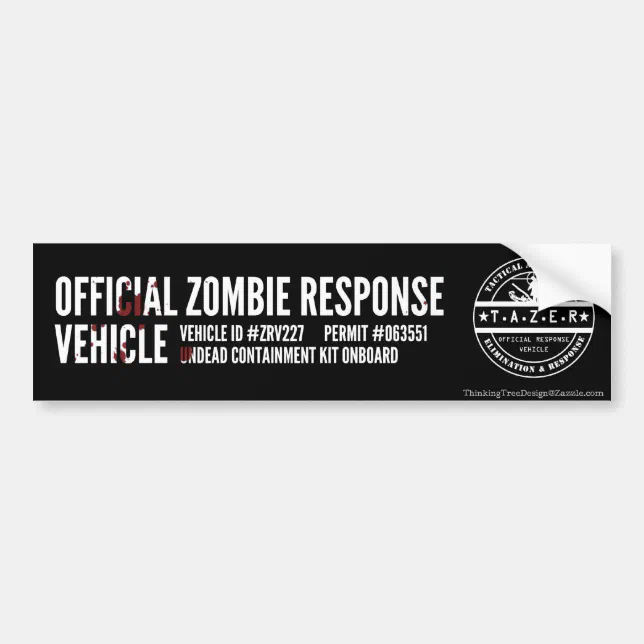 Official Zombie Response Vehicle Bumper Sticker | Zazzle