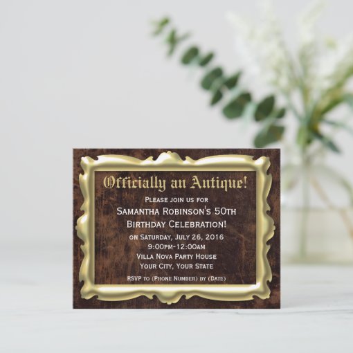 Officially an Antique Birthday Party Invitations | Zazzle