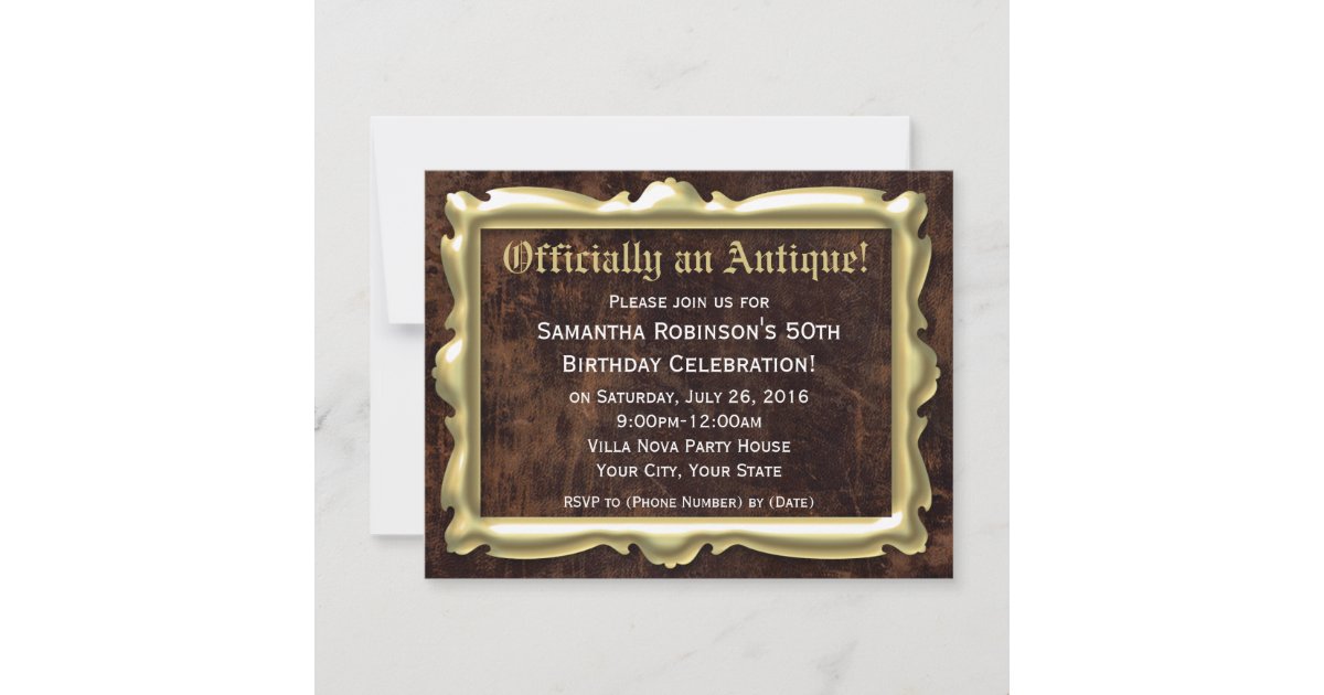Officially an Antique Birthday Party Invitations | Zazzle