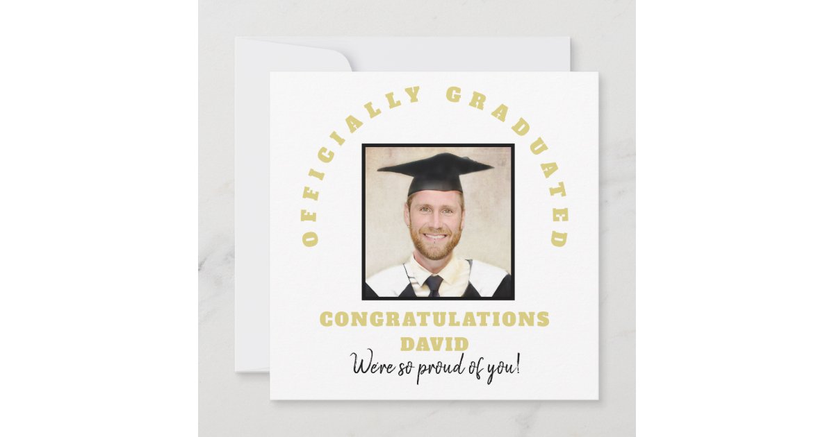 Officially Graduated Congrats Name Photo card | Zazzle