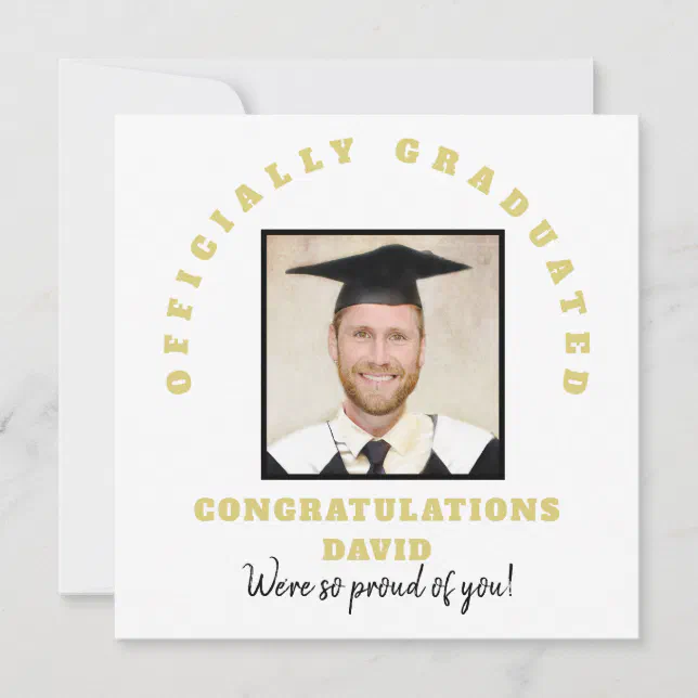 Officially Graduated Congrats Name Photo card | Zazzle