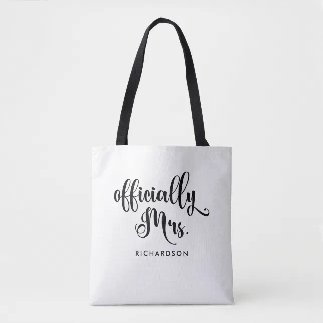 Officially Mrs | New Bride Personalized Tote Bag | Zazzle