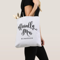 Officially Mrs | New Bride Personalized Tote Bag | Zazzle