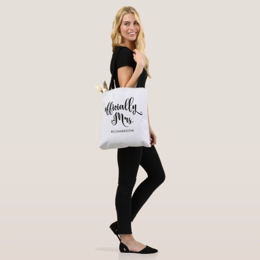 Officially Mrs | New Bride Personalized Tote Bag | Zazzle