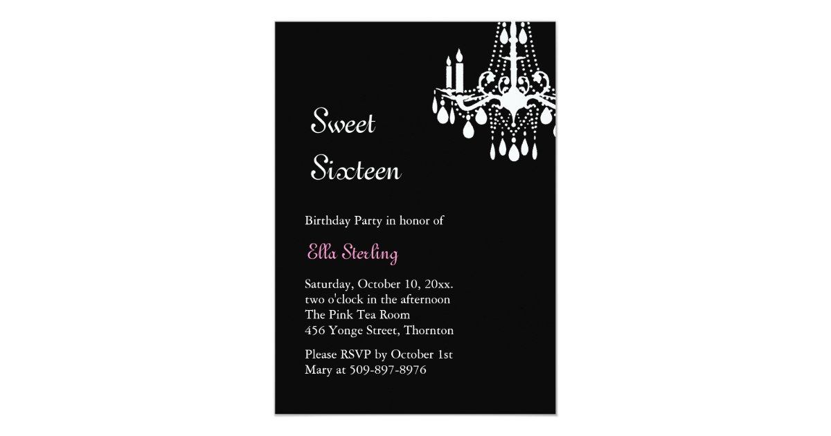 Offset Grand Ballroom Birthday Invitation (black) | Zazzle.com