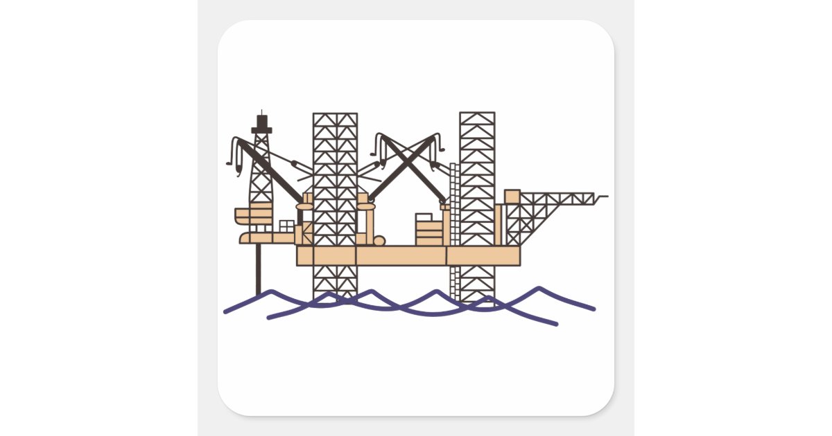 Offshore Oil Rig Square Sticker | Zazzle