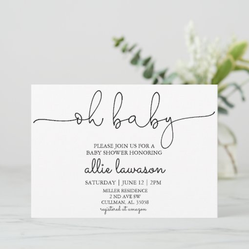 Oh Baby | Baby Shower Invitation | Zazzle