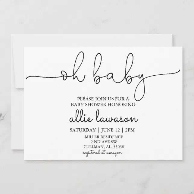 Oh Baby | Baby Shower Invitation | Zazzle