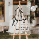 Oh Baby Black Script Baby Shower Welcome Acrylic Sign | Zazzle