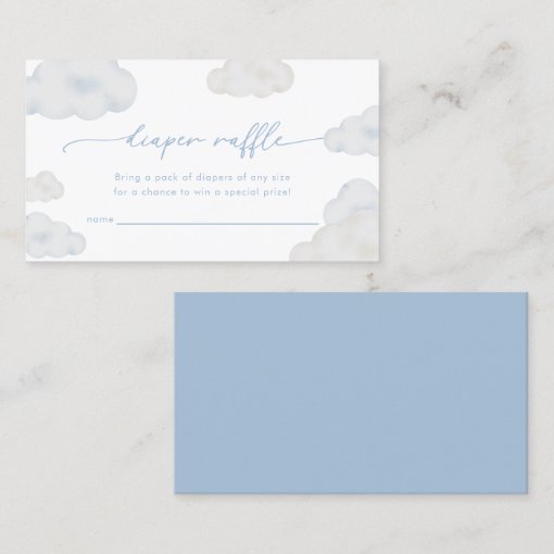 Oh Baby Blue Cloud Baby Shower Diaper Raffle Card | Zazzle