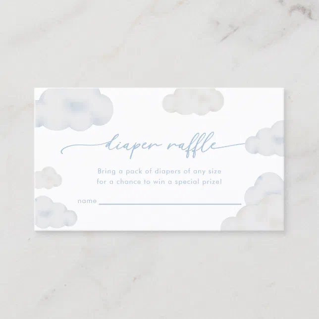 Oh Baby Blue Cloud Baby Shower Diaper Raffle Card | Zazzle