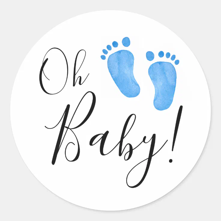 Oh Baby Blue Feet Classic Round Sticker | Zazzle