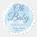 Oh Baby Blue Moon & Stars Baby Shower Sticker | Zazzle