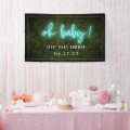 Oh Baby Blue Neon Boxwood Baby Shower Banner | Zazzle