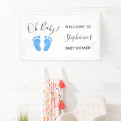 Oh Baby Blue Welcome Baby Shower Banner | Zazzle