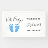 Oh Baby Blue Welcome Baby Shower Banner | Zazzle