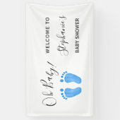 Oh Baby Blue Welcome Baby Shower Banner | Zazzle