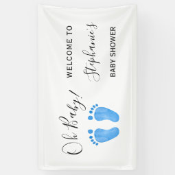 Oh Baby Blue Welcome Baby Shower Banner | Zazzle