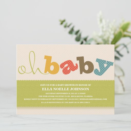 OH BABY! | COLORFUL BABY SHOWER INVITATION | Zazzle