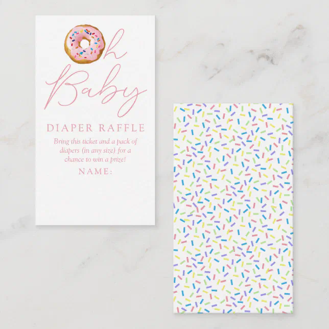 Oh Baby Donut Sprinkle Baby Shower Diaper Raffle Enclosure Card | Zazzle