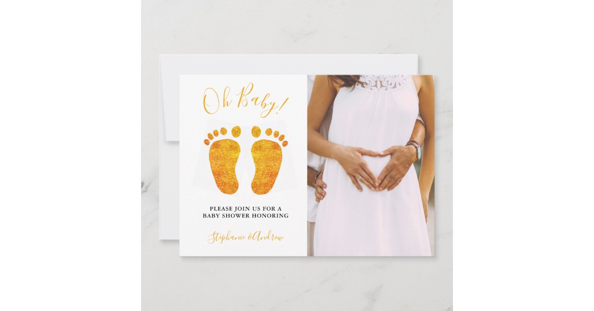 Oh Baby Feet Photo Couple's Baby Shower Invitation | Zazzle