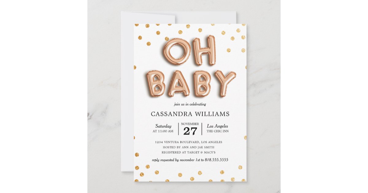 "Oh Baby" Gender Neutral Baby Shower Invitation | Zazzle