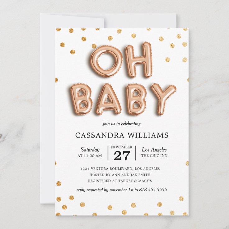 "Oh Baby" Gender Neutral Baby Shower Invitation | Zazzle