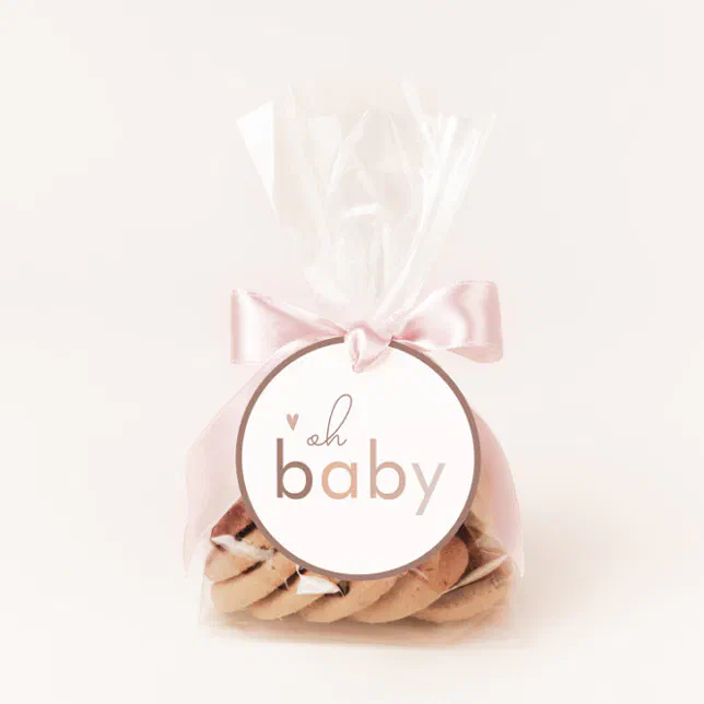 Oh Baby Gender Neutral Modern Baby Shower Classic Round Sticker | Zazzle