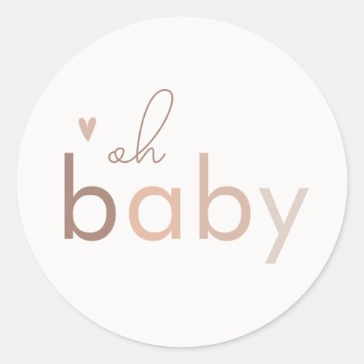Oh Baby Gender Neutral Modern Baby Shower Classic Round Sticker | Zazzle
