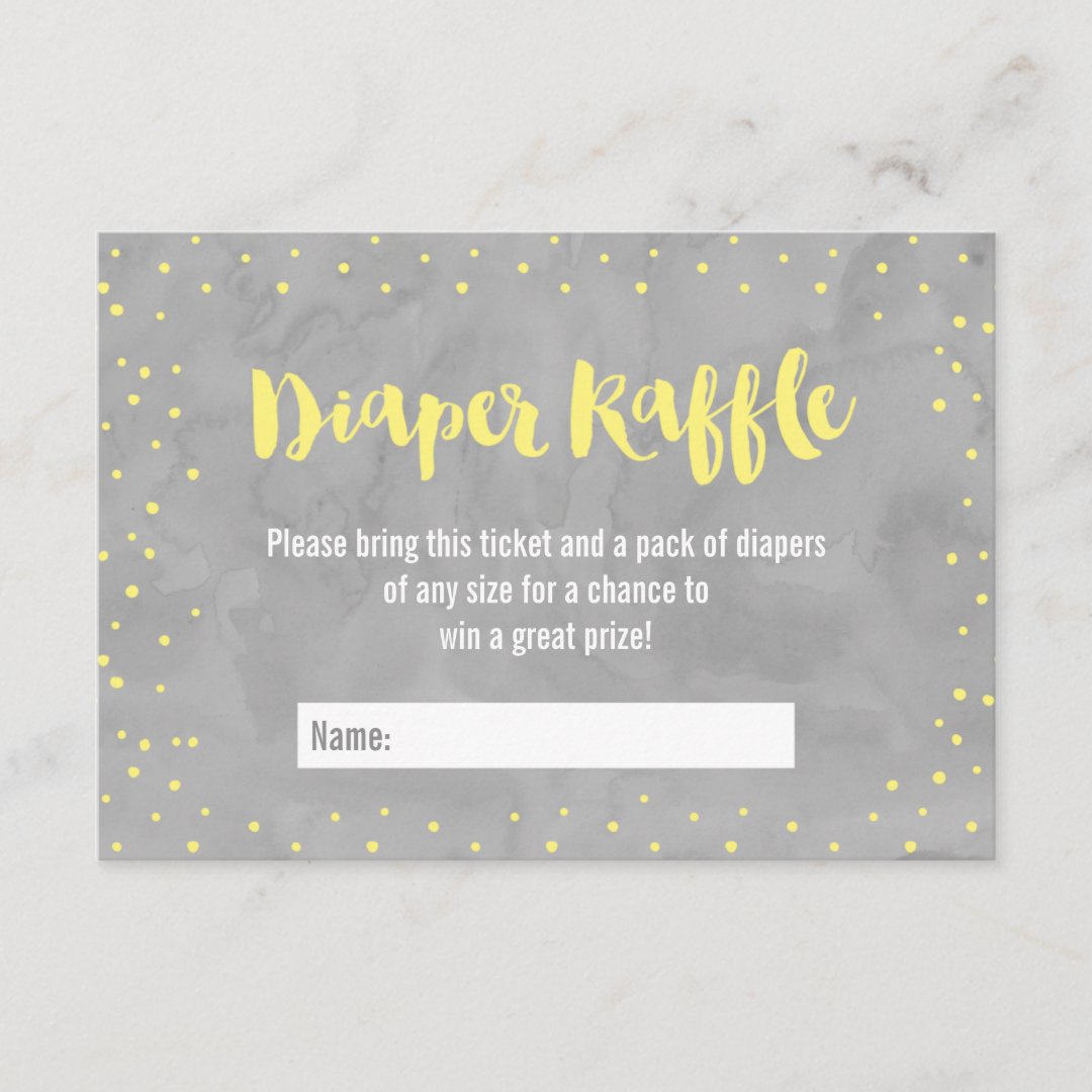 Oh Baby Gray and Yellow Baby Shower Diaper Raffle Enclosure Card | Zazzle