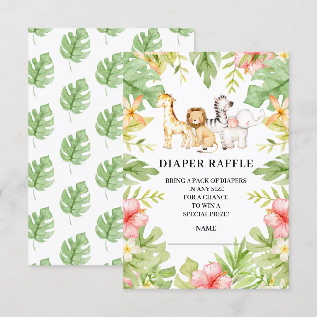 Oh Baby Jungle Baby Shower Diaper Raffle Invitation | Zazzle