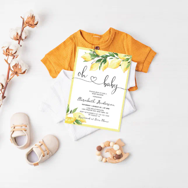 Oh Baby Lemon Baby Shower Invitation | Zazzle
