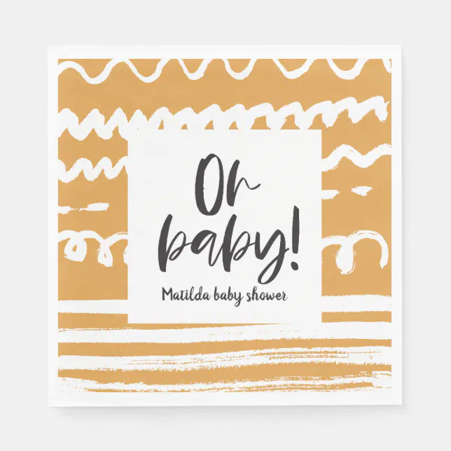 Oh baby! modern graphic baby shower party napkins | Zazzle