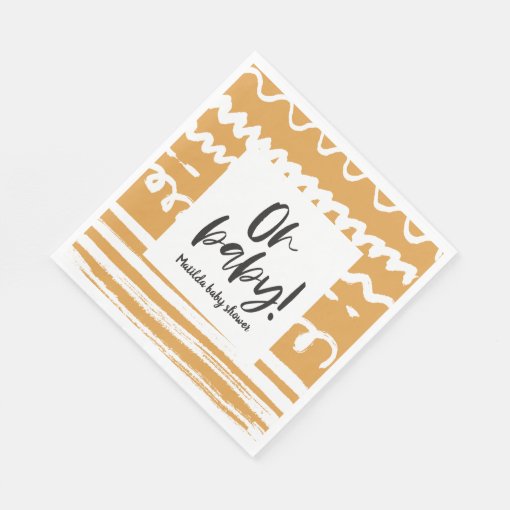 Oh baby! modern graphic baby shower party napkins | Zazzle