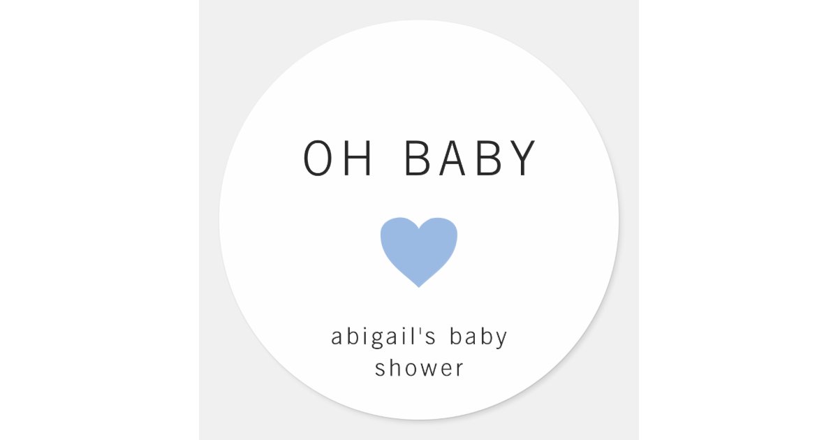 Oh Baby Modern Minimalist Blue Boy Baby Shower Classic Round Sticker ...