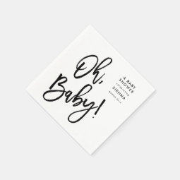 Oh Baby Neutral Black and White Baby Shower Napkins | Zazzle