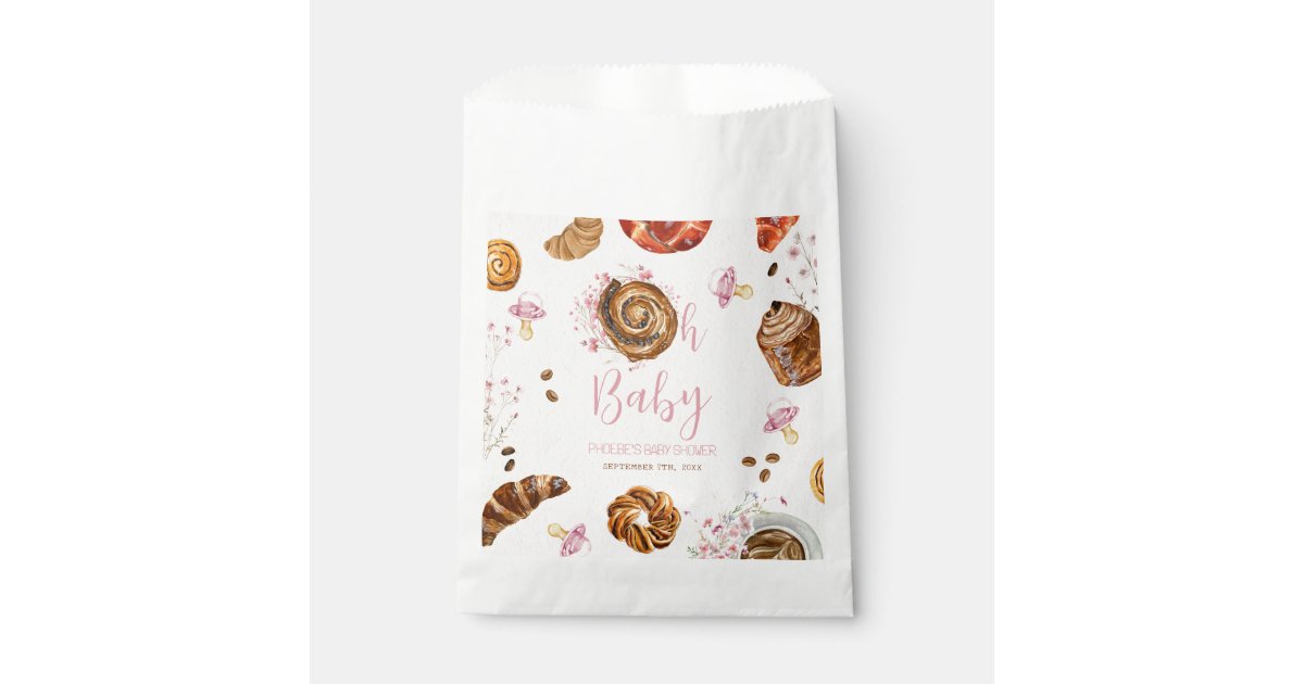 Oh Baby Pastries + Pacifiers Girl Baby Shower Favor Bag | Zazzle