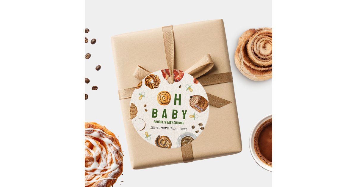 Oh Baby Pastries + Pacifiers Neutral Baby Shower Favor Tags | Zazzle