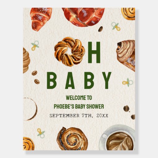 Oh Baby Pastries + Pacifiers Neutral Baby Shower Foam Board | Zazzle