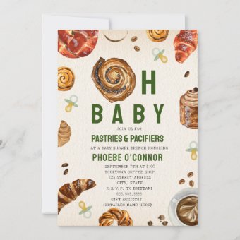 Oh Baby Pastries + Pacifiers Neutral Baby Shower Invitation | Zazzle