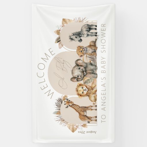 Oh Baby Safari Animals Boho Baby Shower welcome Banner | Zazzle