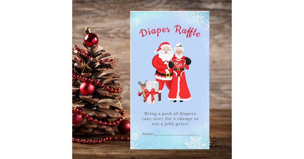 Oh Baby Santa & Mrs. Claus Diaper Raffle Enclosure Card | Zazzle