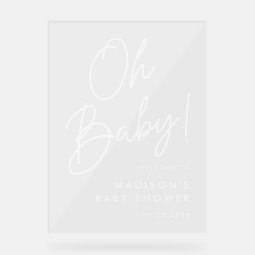 Oh Baby Script Baby Shower Welcome Acrylic Sign | Zazzle