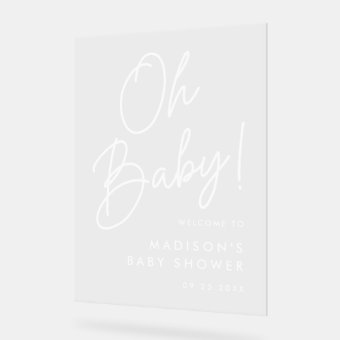 Oh Baby Script Baby Shower Welcome Acrylic Sign | Zazzle