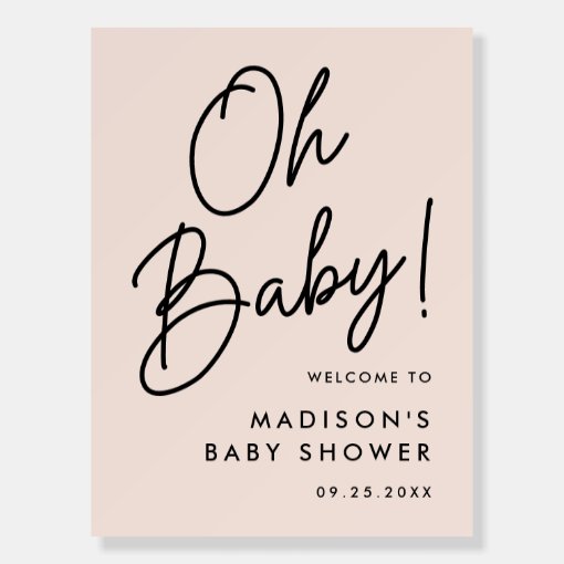 Oh Baby Script Blush Baby Shower Welcome Sign | Zazzle