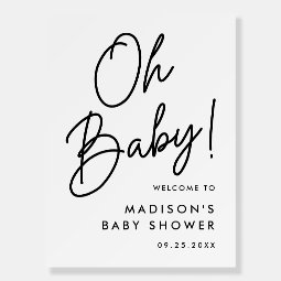 Oh Baby Script Minimalist Baby Shower Welcome Sign | Zazzle