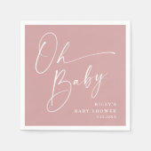 Oh Baby Script Modern Dusty Pink Baby Shower Napkins | Zazzle