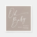 Oh Baby Script Modern Neutral Baby Shower Napkins | Zazzle