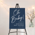 Oh Baby Script Navy Baby Shower Welcome Sign | Zazzle