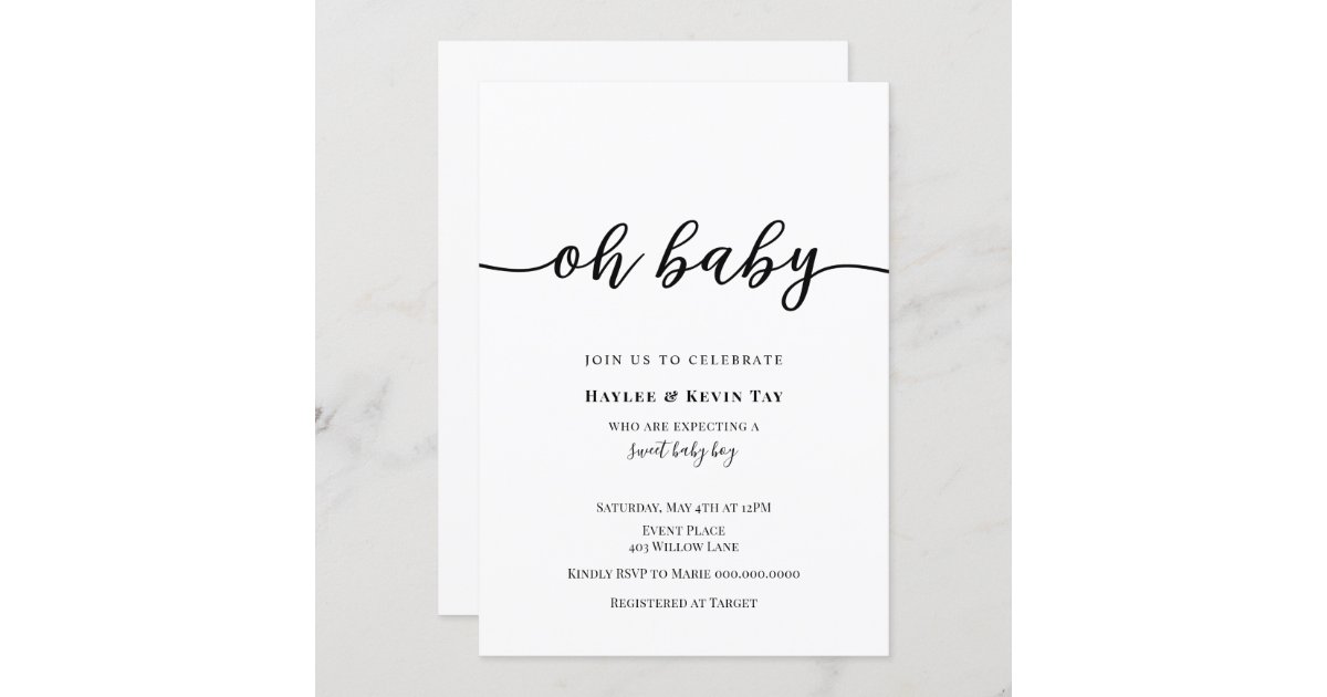Oh Baby Shower invitation | Zazzle